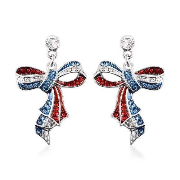 Jewelry | Austrian Crystal Enameled American Flag Pattern Ribbon ...